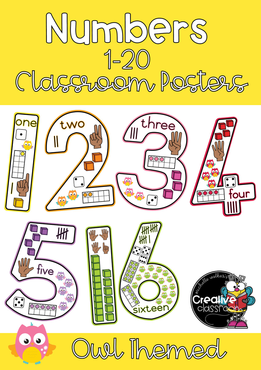 NUMBERS 1-20 Classroom Posters - Owl themed – Creative Classroom