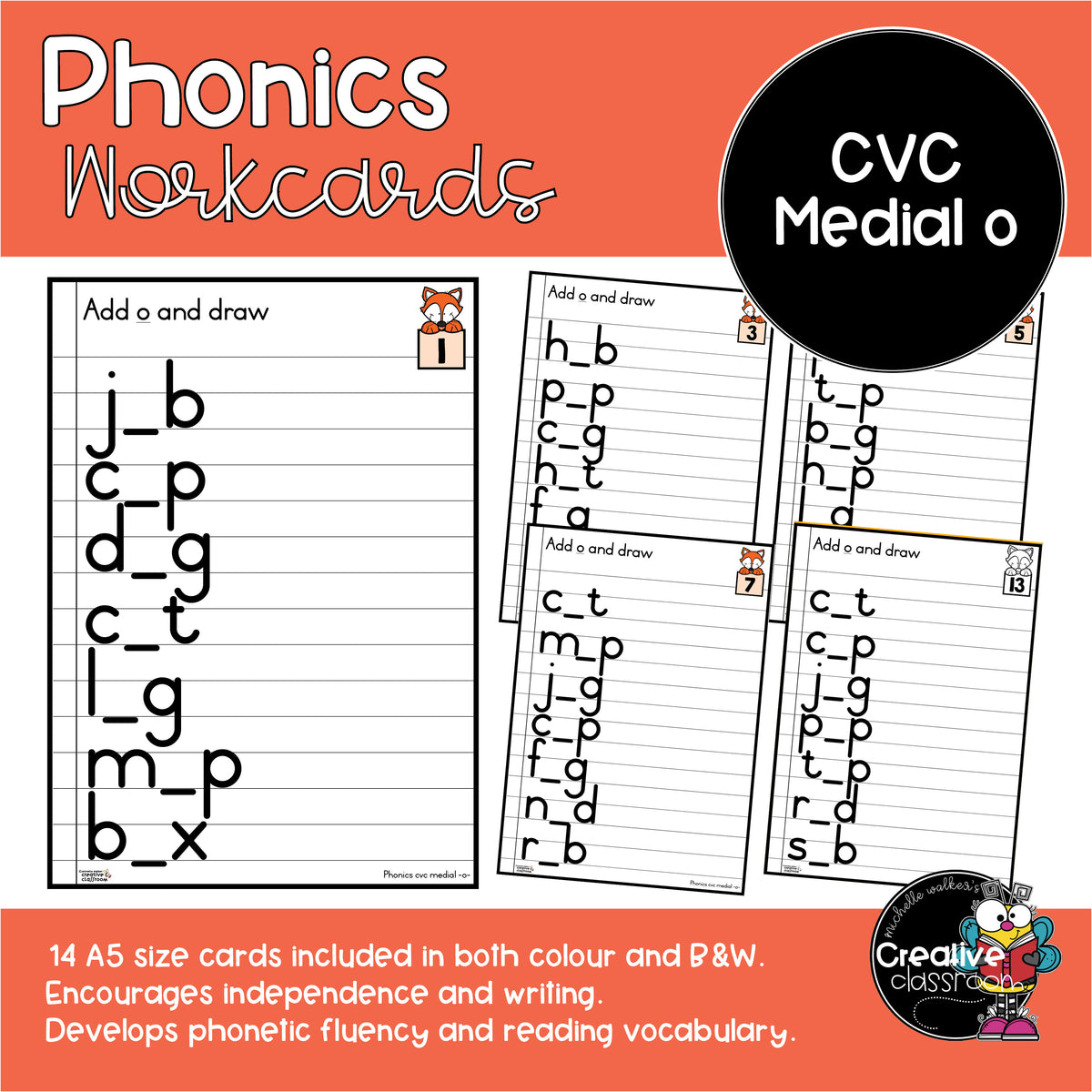 Phonics Workcards CVC Medial /o/ – Creative Classroom