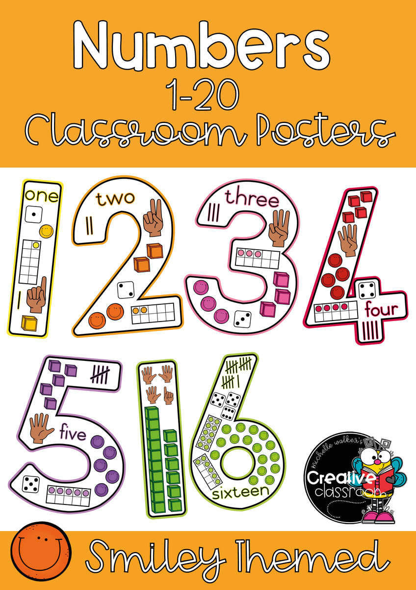 NUMBERS 1-20 Classroom Posters - Smiley themed – Creative Classroom