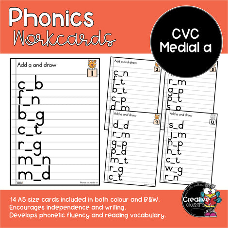 Phonics Workcards CVC Medial /a/ – Creative Classroom