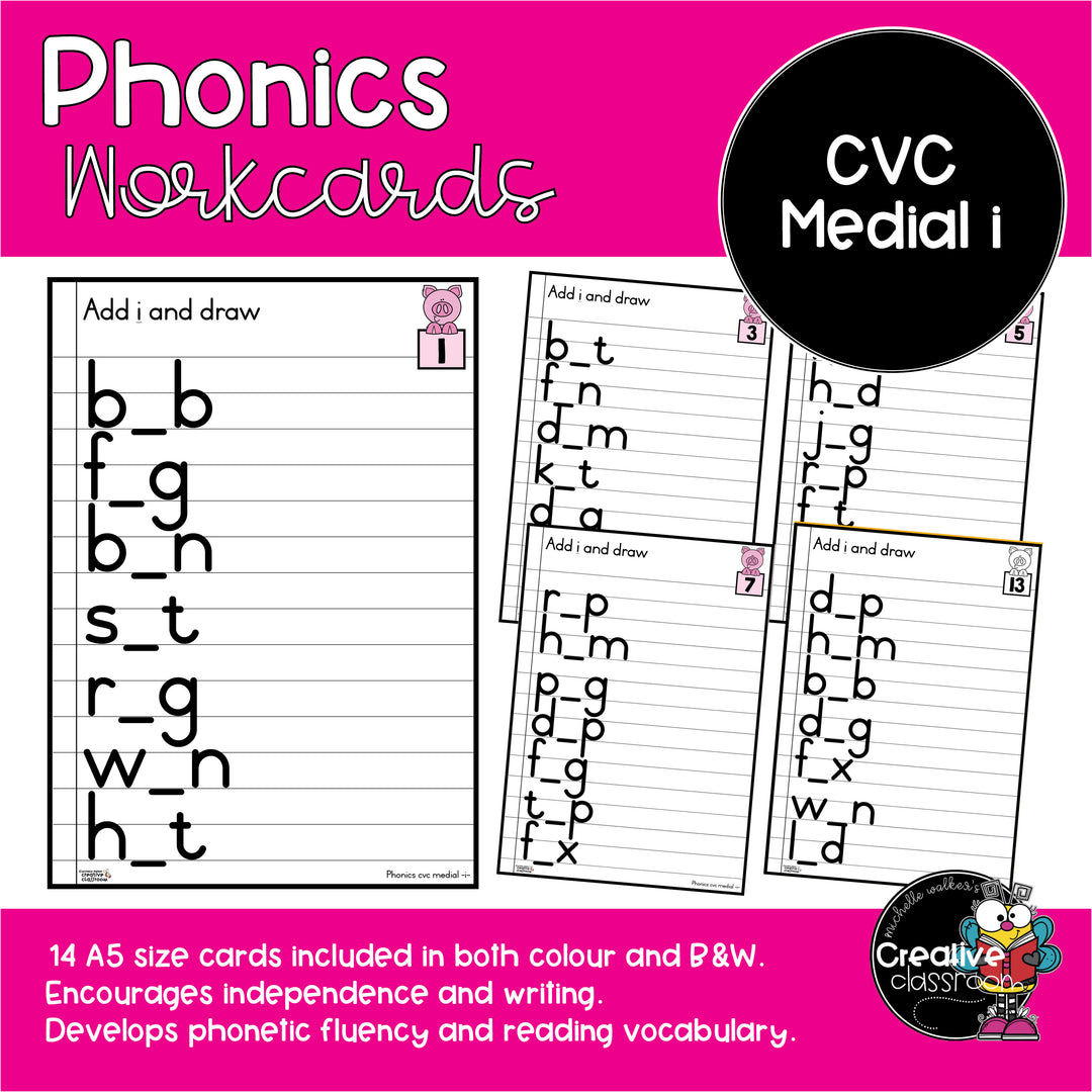 Phonics Workcards CVC Medial /i/ – Creative Classroom