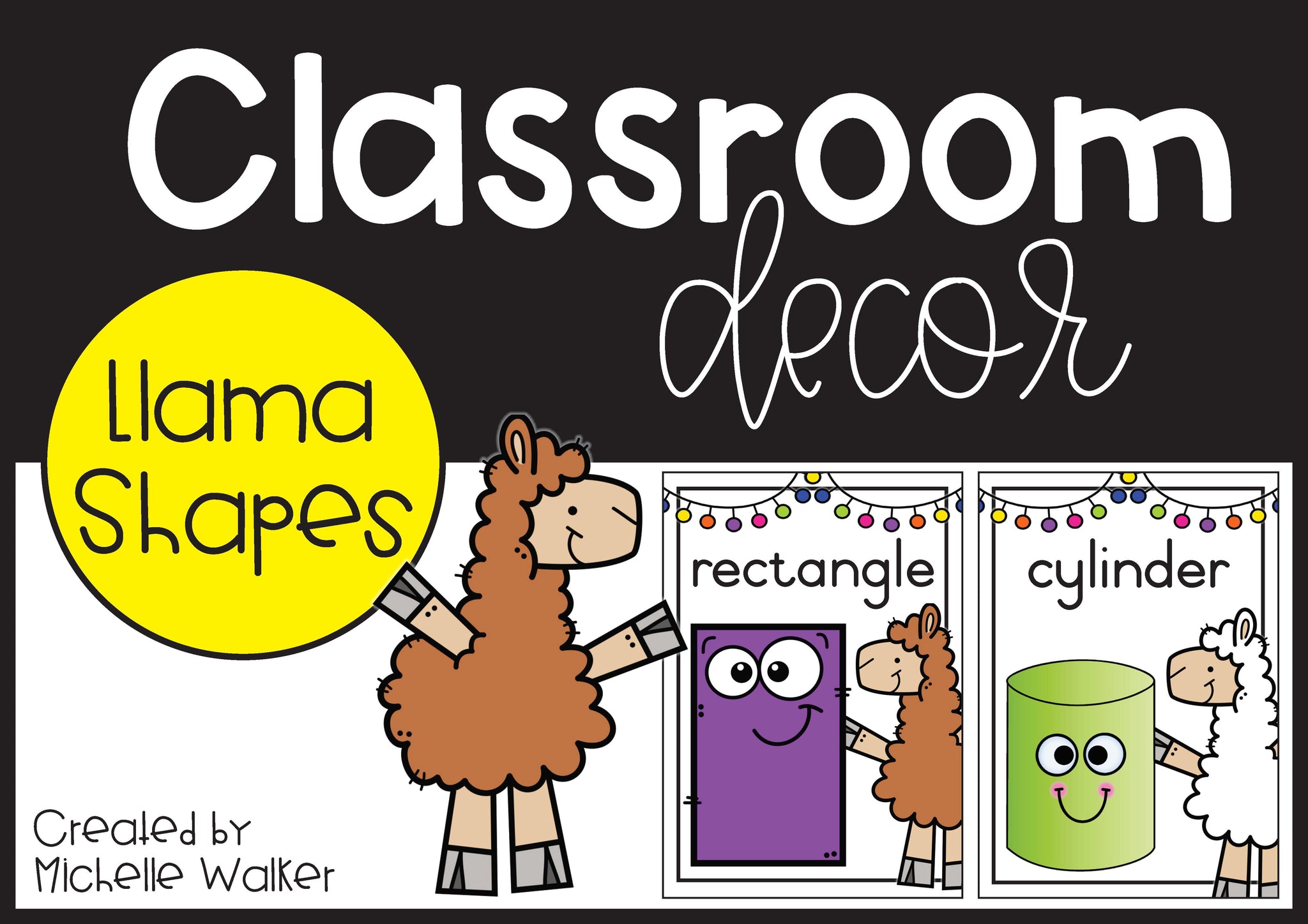 Llama-themed 2D & 3D Shapes Posters – Creative Classroom