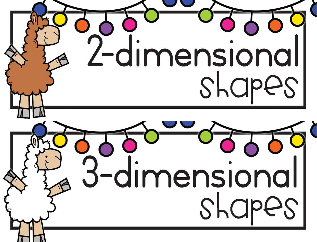 Llama-themed 2D & 3D Shapes Posters – Creative Classroom