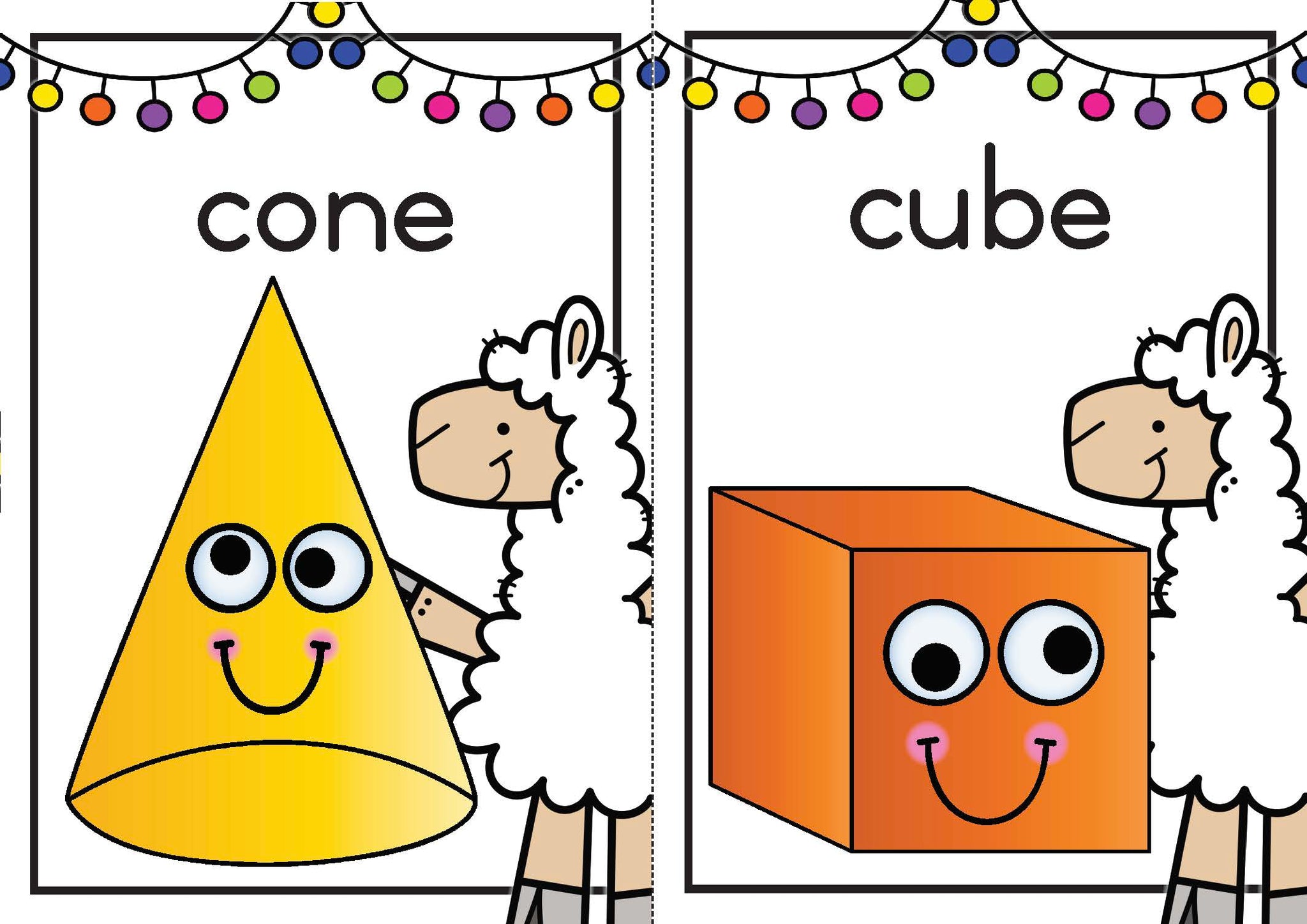 Llama-themed 2D & 3D Shapes Posters – Creative Classroom